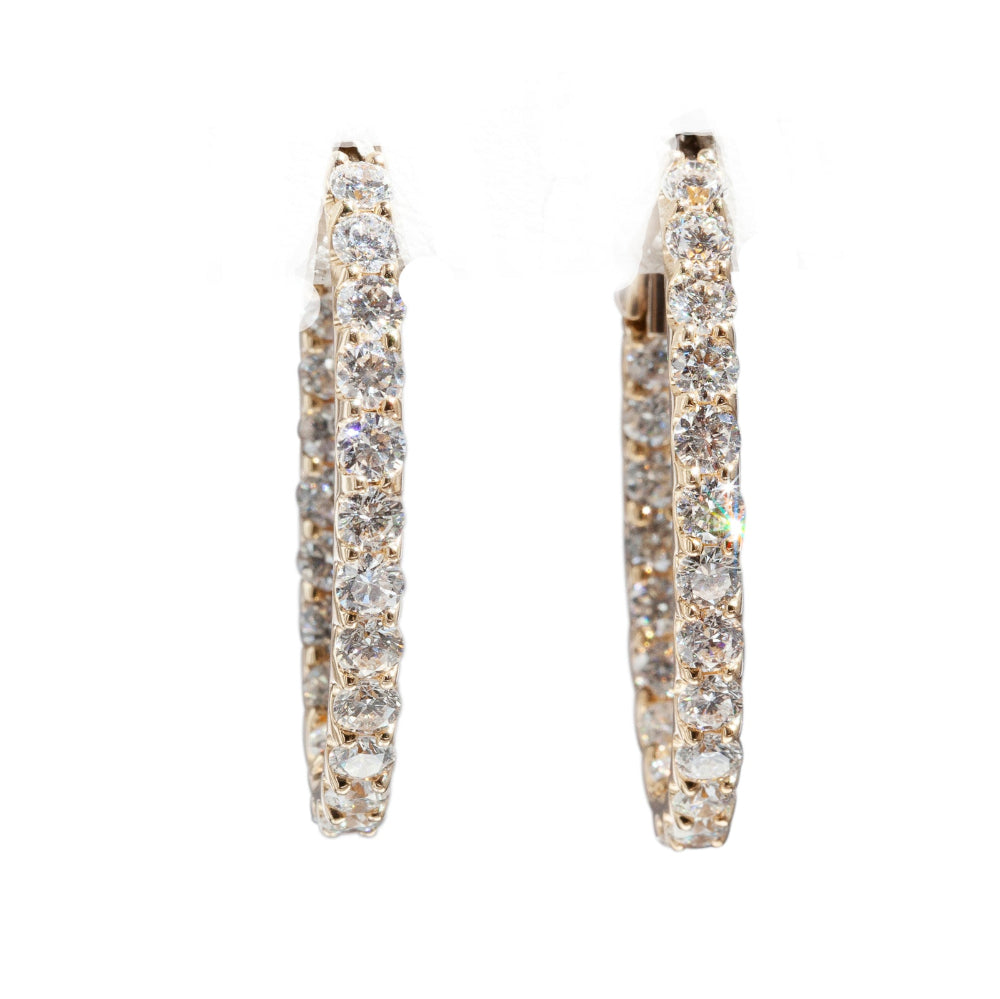 14kt Yellow Gold Diamond Oval Hoops | Ben Shemano Jewelry
