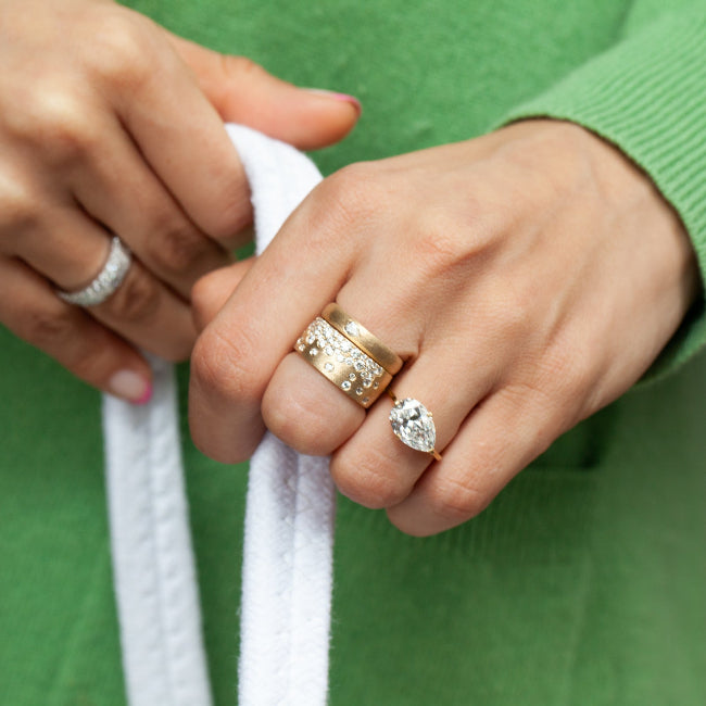 14KT Yellow Gold Diamond Scatter Band Ring | Ben Shemano Jewelry